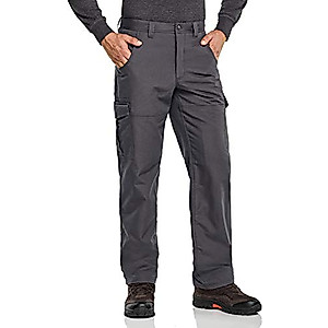 CQR Men's Winter Tactical Cargo Pants, Thermal Fleece Lined Outdoor Snow Ski Hiking Work, Fleece Cargo Charcoal, 38W x 30L