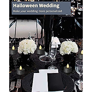 LOGUIDE Black Candles,Battery Operated LED Tea Lights for Black Party Decorations,Birthday,Wedding Centerpiece, Christmas Decorations Ornaments Pack of 24