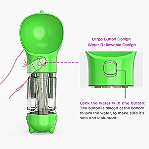 Guardians Portable Dog Water Bottle, Dog Travel Water Bottle Bowl Dispenser with Drinking Feeder Bowl Poop Bag for Dogs Small Pets Walking, Traveling, Hiking (Green)