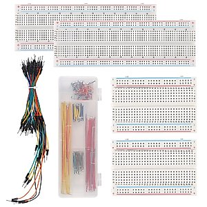 Breadboard Jumper Wires Kit 4pcs 400 & 830 Point Solderless Breadboards and 65pcs M/M Flexible Bread Board Jumper Wire and 140pcs 2-125 mm U-Shape JumperWires for Arduino and Raspberry Pi