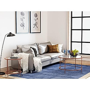 Round Coffee Table with Tempered Glass Tabletop and Metal Legs Gold Modern Contemporary Finish Includes Hardware
