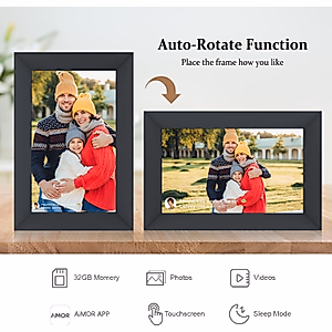 AEEZO 10.1 Inch WiFi Digital Picture Frame, IPS Touch Screen Smart Cloud Photo Frame with 16GB Storage, Easy Setup to Share Photos or Videos via Frameo APP, Auto-Rotate, Wall Mountable (Black)