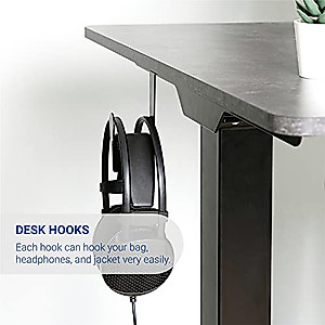 FLEXISPOT EP4 Classic Electric Standing Desk 63"x30" Inches Dual Motor 3 Stages Height Adjustable Desk Stand Up Desk with USB Charging Port and Hooks Sit Stand Desk, Black Frame & Black/Greystone Top