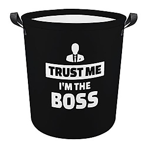 Trust Me I'm The Boss Large Laundry Basket Hamper Bag Washing with Handles for College Dorm Portable