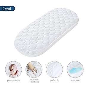 Baby Waterproof Bassinet Mattress Pad Cover and 100% Cotton Sheet(White+Grey), 16" x 32"