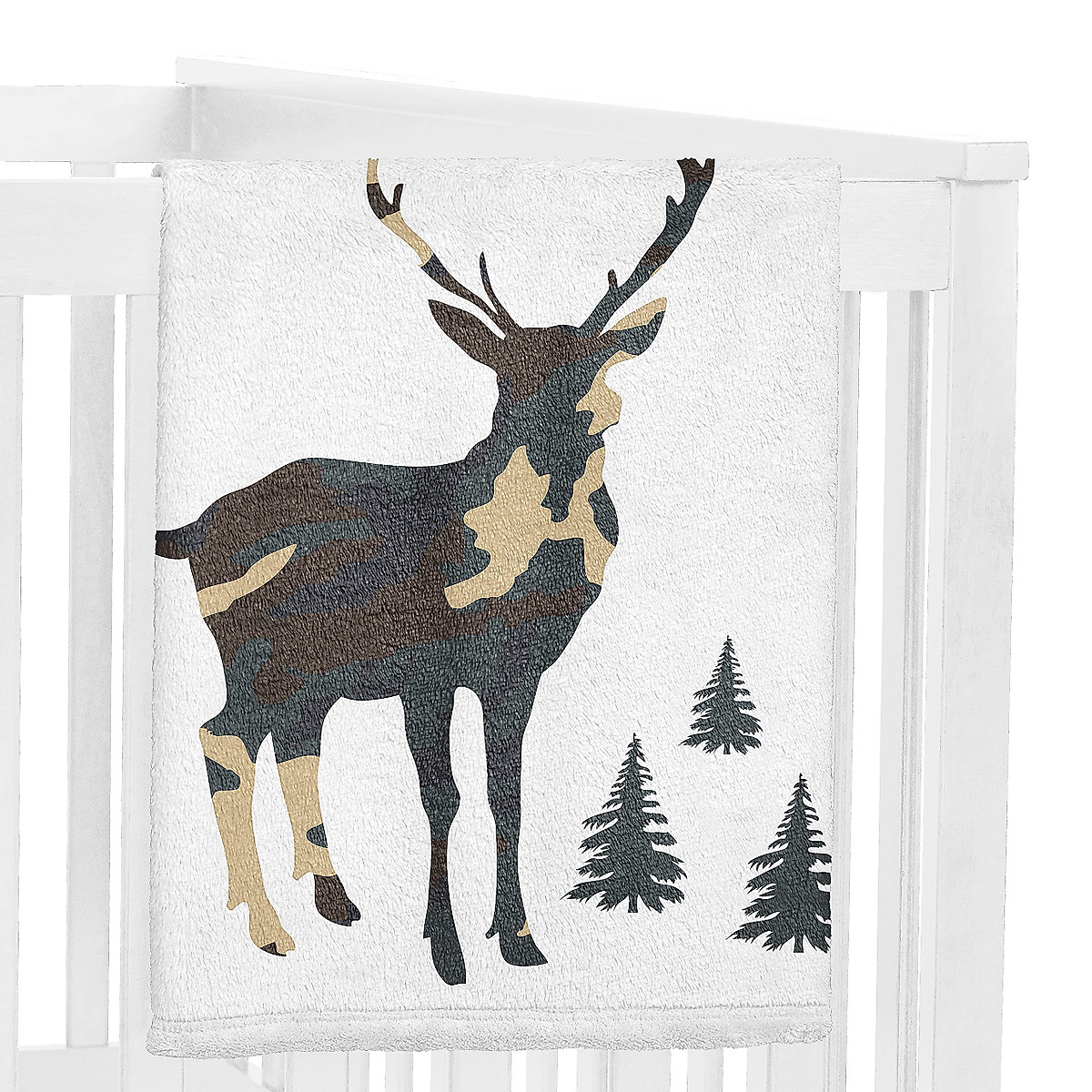 Sweet Jojo Designs Woodland Camo Deer Boy Milestone Blanket Monthly Newborn First Year Growth Mat Baby Shower Memory Keepsake Gift Picture - Beige Green Black Rustic Forest Animal Camoflauge Arrows