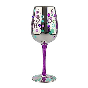 Top Shelf Decorative Metallic 70th Birthday Wine Glass, 1 Count (Pack of 1), Multicolor