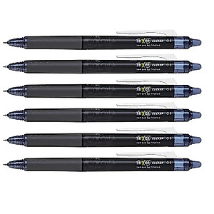 Pilot FriXion Point Clicker 0.5mm, Erasable Gel Needle tip Pens, Extra Fine Point, 6 pack (Navy Blue)