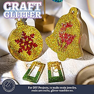 Holographic Ultra Fine Glitter, 180G/6.35OZ Resin Glitter Powder Sequins Flakes, 1/128" Metallic Iridescent Glitter for Resin Tumblers Art Crafts, Hair Face Body Nail Glitter, LEOBRO Gold Glitter