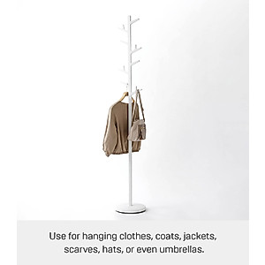 Yamazaki Home Coat Rack Tree/Standing Coat and Hat Hanger Steel One Size White