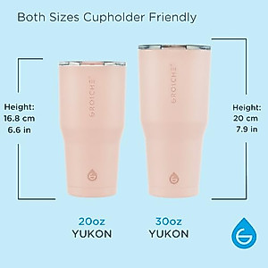 GROSCHE Yukon 30 oz Insulated Coffee Mug with Lid - Durable Travel Mug, Stainless Steel Tumblers, Vacuum Insulated Coffee Tumbler for Hot or Cold Beverages - PINK