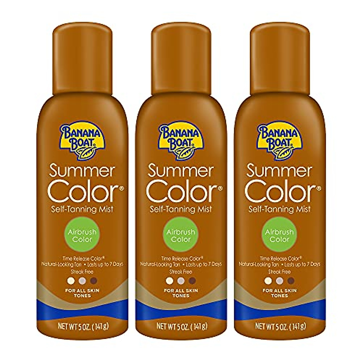 Banana Boat Self Tanning Spray for All Skin Tones, Airbrush Color, Reef Friendly, 5 Ounce - Pack of 3