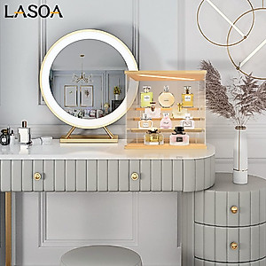 LASOA 3 Tier Acrylic Display Case for Collectibles with LED Light, Display Box with Wood Base and Lid, Self-Assembly Clear Shelf Showcase for Figurine Memorabilia (11.8x6.5x9.4inch;30x16.5x24cm)