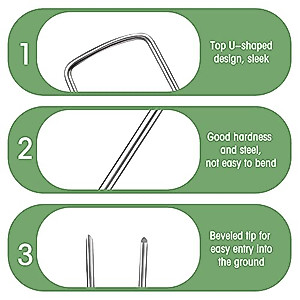 60Pcs Heavy Duty Galvanized Garden Staple U-Shaped Pins+10Pcs Gasket+2 Hooks,6 Inch Reusable Sod Fence Staples Garden Stakes Staples for Anchoring Tents,Ground Covers,Pet Cages and,etc.