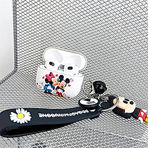 OINbxw for Airpods 3nd Generation Case Cover, AirPods 3 Case Personalized Custom with Lanyard Keychain Cartoon Cute Anime Design Series AirpodS 3 Case for Women Girls [Front LED Visible] (Mickey)