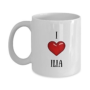 Playful Fox I Love Ilia Coffee Mug With Name Ilia Mug Birthday Gifts for Ilia Cup 11oz PFX42B