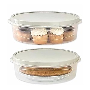 Evelots Pie Keepers Clear Plastic Food Storage Containers 2 Pack Holds 10 Inch Cakes, Pies, Pastries