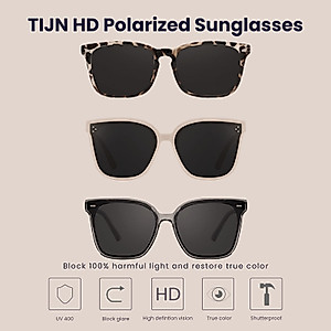 TIJN Sunglasses, Classic Polarized Sunglasses, Oversized Square Sunnies, Dark Shades for Women & Men, 3 Pack