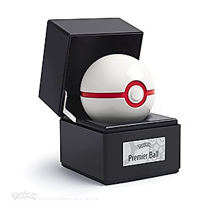 The Wand Company Pokémon Poké Ball Authentic Replicas - Realistic, Electronic, Die-Cast Poké Ball with Display Case Light Features (Premier Ball)