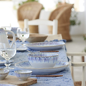 Costa Nova Ceramic Stoneware 23 oz. Soup & Cereal Bowl - Brisa Collection, Ria Blue | Microwave & Dishwasher Safe Dinnerware | Food Safe Glazing | Restaurant Quality Tableware