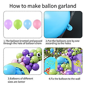 Monster Balloons Arch for Monster Cartoon Inc Party Decorations, Monsters Inc Balloons Arch Kit, Pink Purple Blue Green Balloon Arch for Monster Theme Birthday Baby Shower Party Decorations