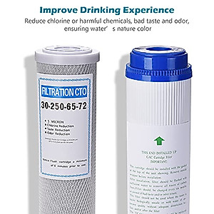 Yescom 9 Pcs Filter Replacement for Reverse Osmosis Set RO Water Sediment Carbon Block GAC