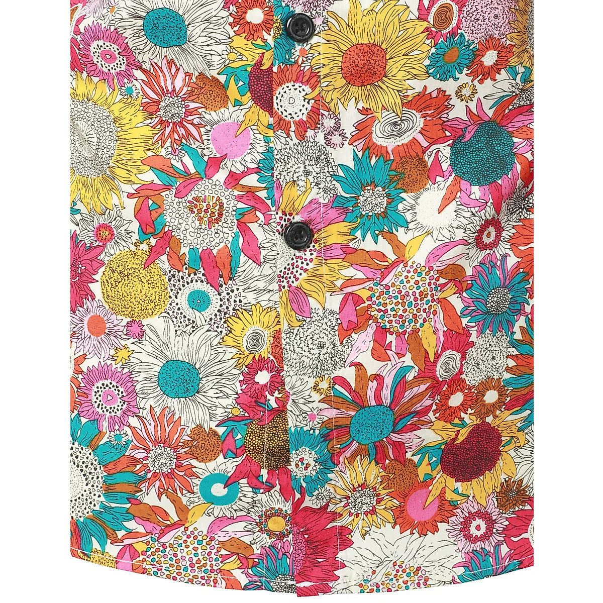 JOGAL Mens Floral Dress Shirt Long Sleeve Casual Button Down Printed Flower Shirts Beige Multicolor Large