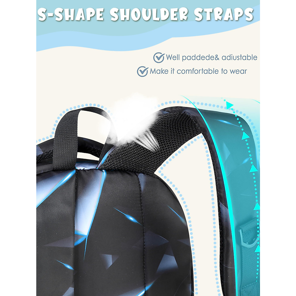 BLUEFAIRY Boys Backpack Elementary Kids School Bags Middle School Primary School Bookbags Lightweight Sturdy Durable Gift with Plenty of Pockets Age 5-9（Black&Blue