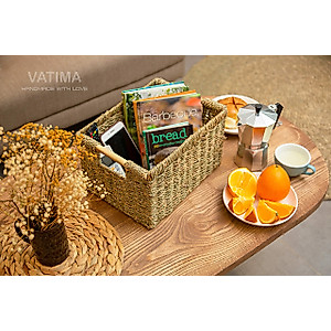 Seagrass And Wicker Hyacinth Basket Storage, Natural Baskets for Organizing, Wicker Baskets for Storage