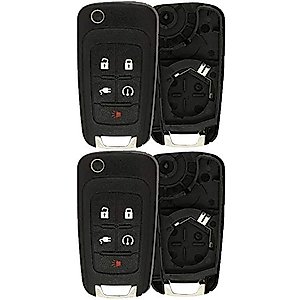 KeylessOption Keyless Entry Car Remote Start Key Fob Shell Case Button Pad Cover for 2011-2015 Chevy Volt OHT05918179 (Pack of 2)