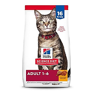 Hill's Science Diet Adult 1-6, Adult 1-6 Premium Nutrition, Dry Cat Food, Chicken Recipe, 16 lb Bag