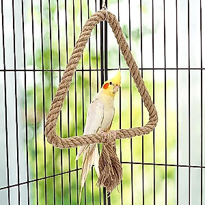 Bird Rope Swing Toy Parrot Climbing Perch Stand for Cockatiel Conure Cockatoo Parakeet Cage Hanging Decor (C: Triangle)