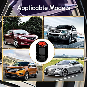 ZKFAR Pack-4 Skull Car Wheel Tire Valve Stem Caps, Universal Dust Proof Valve Stem Covers, Car Air Valve Caps Cover (Red)