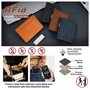 GSG Slim Wallet for Men with Money Clip, RFID Blocking Card Holder Leather Minimalist Bifold Wallet Front Pocket Wallet with Gift Box, Black