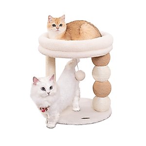 PawPalace Small Cat Tree for Indoor Cats with Large Cozy Plush Top Perch, Natural Sisal Scratching Posts for Kittens and Cats
