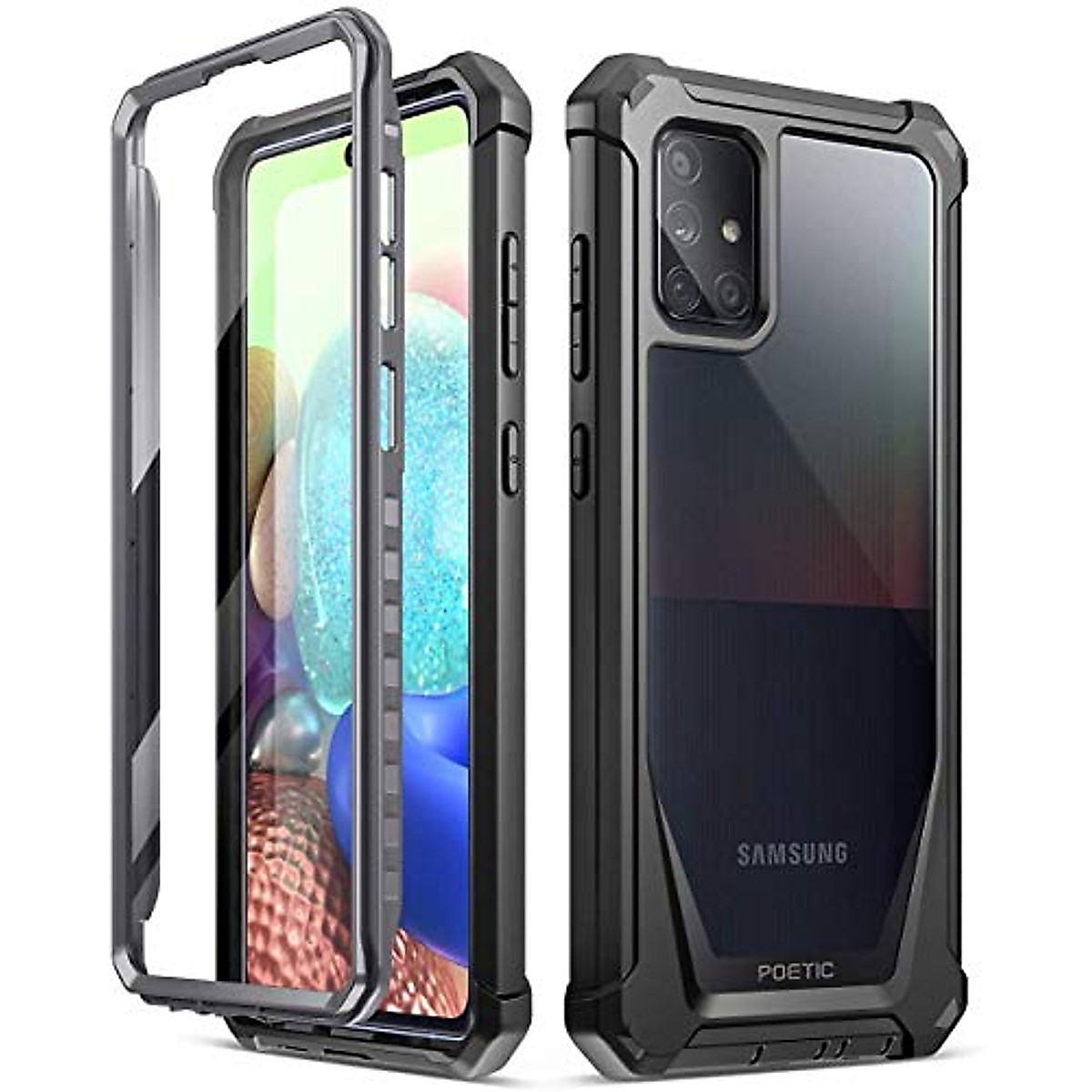 Poetic Guardian Series for Samsung Galaxy A71 5G Case, [Not Fit Verizon A71 5G UW] [Not Fit A71 4G] Full-Body Hybrid Shockproof Bumper Cover with Built-in-Screen Protector, Black/Clear