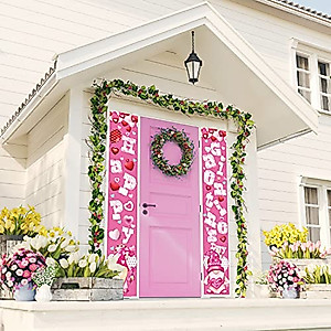 Fuyage Happy Galentine Day Porch Sign Banner for Galentine Birthday Party Yard Outdoor Home Decorations