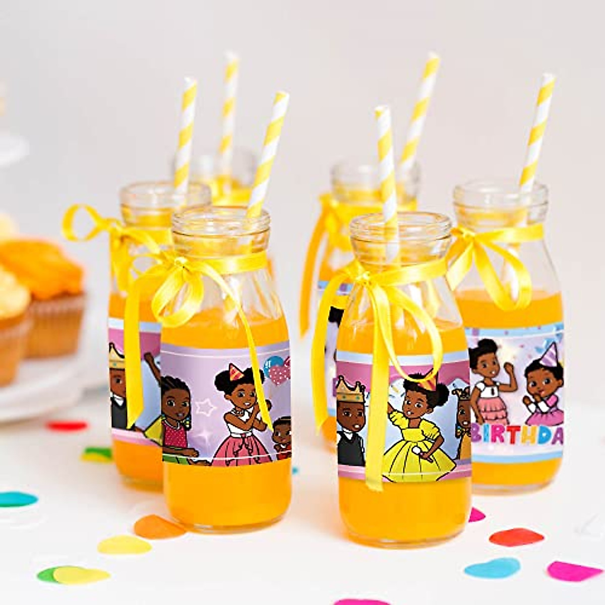 24Pcs Water Bottle Labels for Kids Birthday Party Supplies, 3 Styles 8.5” x 2” Water Bottle Labels, Self-Adhesive Waterproof Water Bottle Labels for Kids Girls Boys Birthday Party Decorations