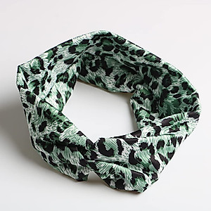 Hzaiwy 6PCS Women Leopard Boho Headbands,Boho Floal Style Criss Cross Head Wrap,Wide Top Knot Turban Hair Band (Leopard print)