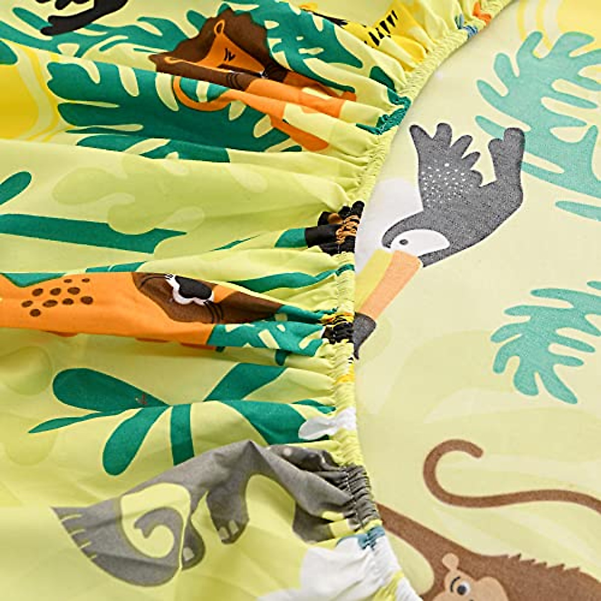 KWLOVER 2PC Soft Bed Fitted Sheet and Pillowcase Set for Single Bed, Cute Animals Printed Sheets for Kids Teen Boys Girls Twin Size Bed (Yellow, Twin)