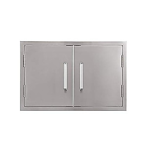 Bonfire Outdoor Kitchen Double Access Door,33x22 Inch,304 Stainless Steel BBQ Grill Doors ,CBADD,Silver