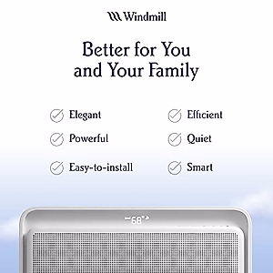 Windmill Air Conditioner Smart Home AC Unit - Easy to Install, Quiet, and Energy Efficient - Side Insulation - Auto-Dimming LED Display - App and Voice-Enabled - 6000 BTU - Designed in the USA