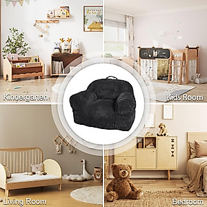 Louis Donné Bean Bag Sofa Chair, Ultra-Soft Foam Filling Arm Chair, Reading Couch for Kids, Teens and Adults, Lazy Sofa for Living Room, Bedroom - Black