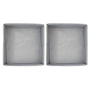 mDesign Soft Fabric Dresser Drawer and Closet Storage Organizer, Bin for Child/Kids Room, Nursery, Playroom, Bedroom - Textured Print with Solid Trim, 6 Pack - Gray