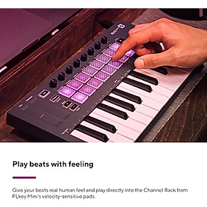 Novation FLkey Mini - Portable 25-Key, USB, MIDI Keyboard Controller with FL Studio Integration for Music Production