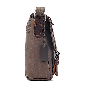 Troop London Heritage Canvas Leather Shoulder Bag, Across Body Bag, Smart Small Travel Bag TRP0428 (Olive)