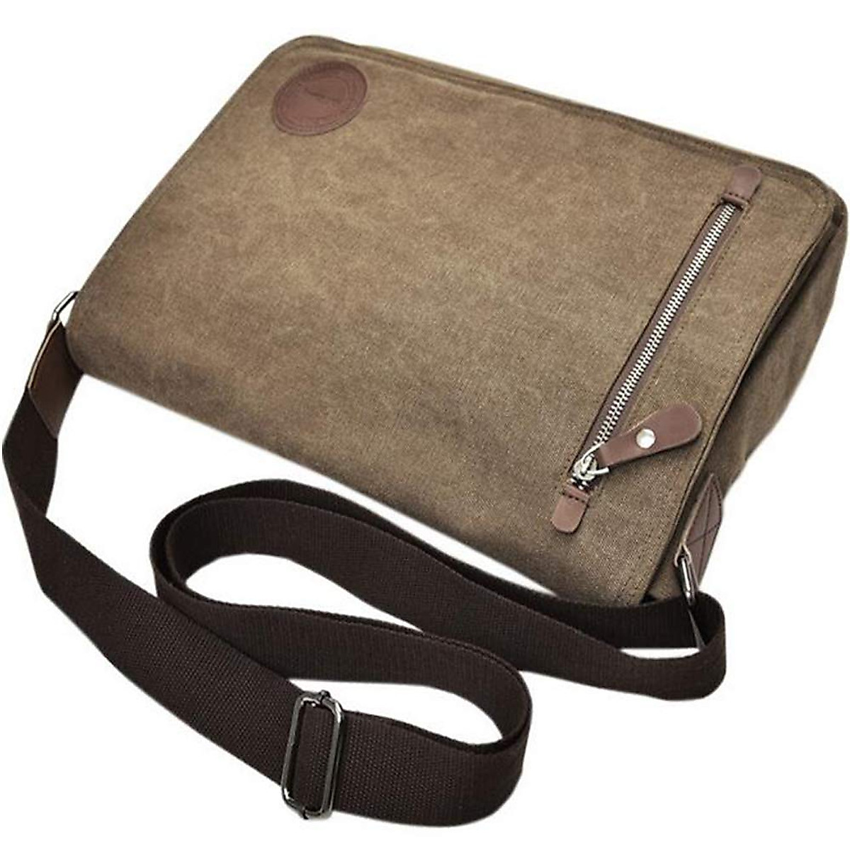 Vintage Canvas Satchel Messenger Bag for Men Women, Travel Shoulder bag Satchel Crossbody Bag for 11.6-13.3 inch Laptop Chromebook computer (Coffee)