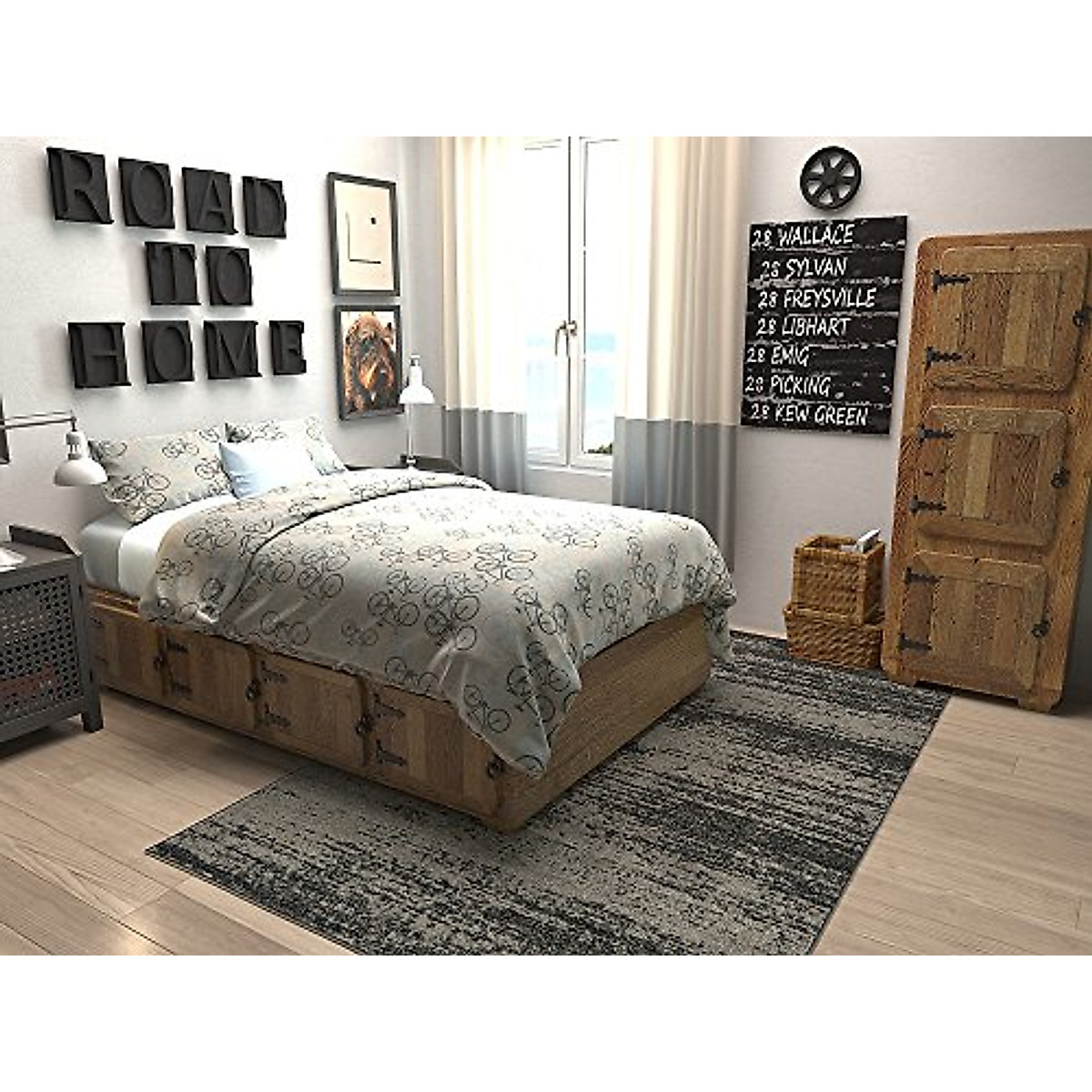 Unique Loom Del Mar Collection Area Rug - Lucille (5' 3" x 8' Rectangle, Dark Gray/ Ivory)