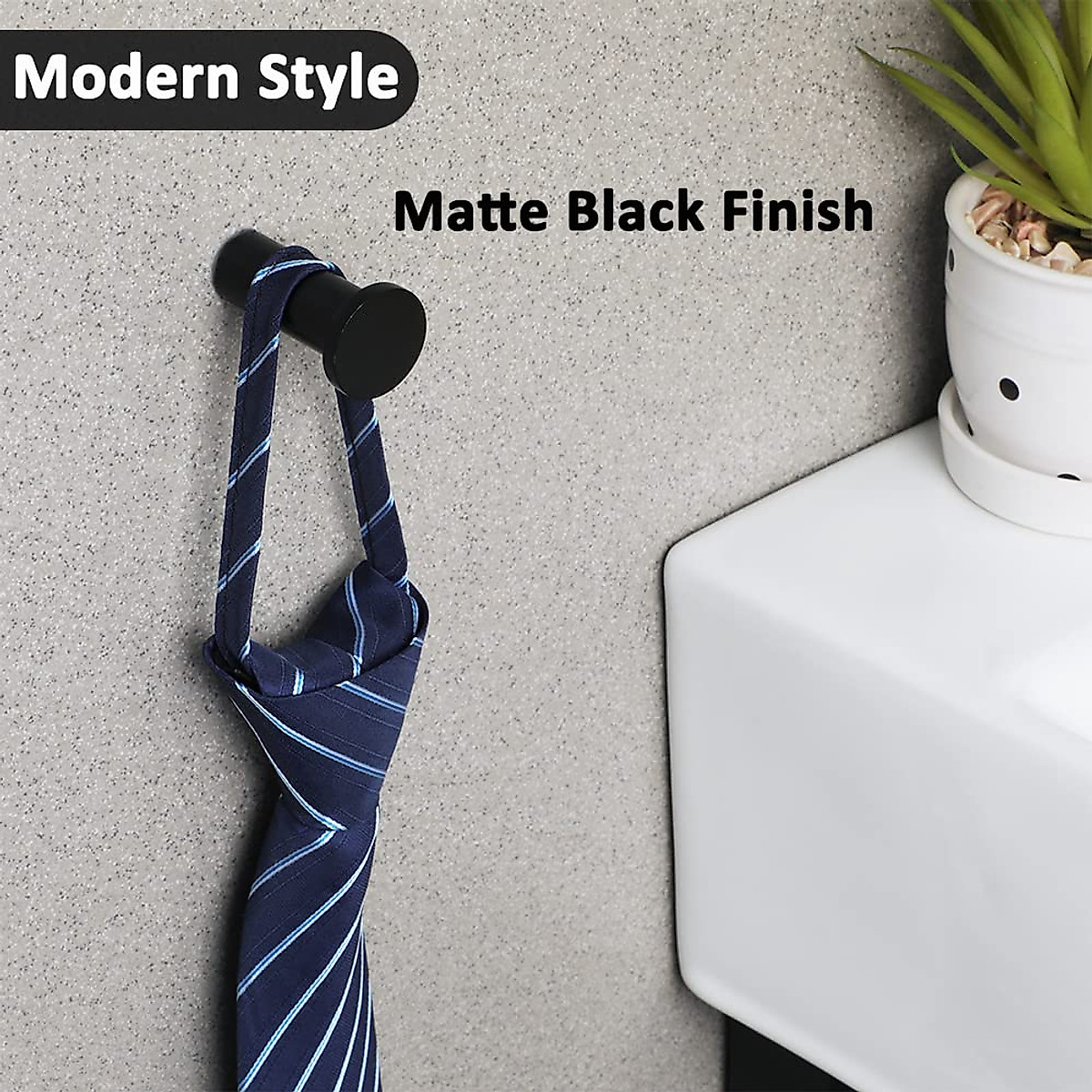 SAYAYO Modern Black Coat Hooks Wall Mounted, Towel Hooks for Bathrooms Robe Hooks, Heavy Duty Wall Hooks for Hanging, SUS 304 Stainless Steel 4 Packs