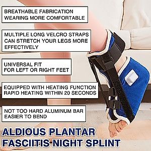 aldious 2-IN-1 Plantar Fasciitis Night Splint, Upgrade Foot Brace for Plantar Fasciitis Relief with Heated Ankle Heat Pad, 86-158℉ Adjustable Temperature, Auto Shut Off, Foot Drop Relief